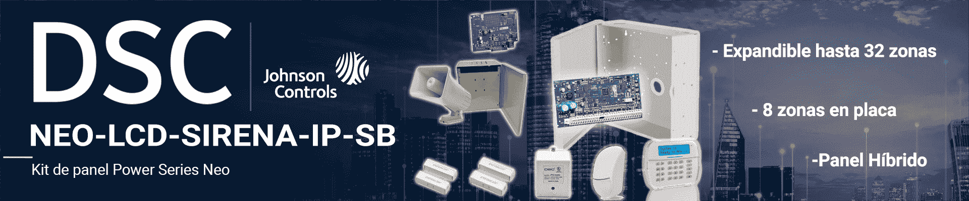 NEO-LCD-SIRENA-IP-SB Paquete SERIE NEO con panel HS2032