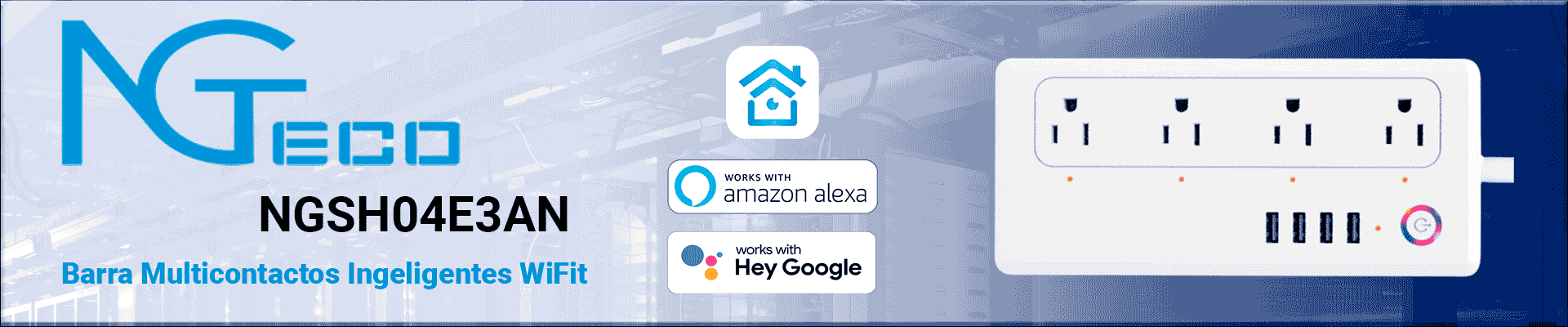 NGTECO NGSH04E3AN - Barra Multicontactos Ingeligentes WiFi