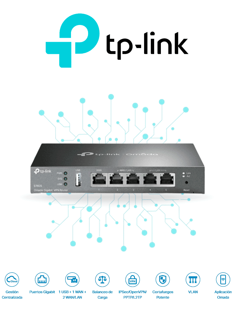 TP LINK Tp Link Router Vpn Gigabit 4Wan 20Vpn Ip Mac Dos Er605 Tl R605 ...