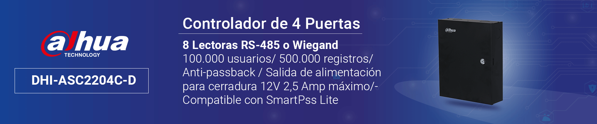 DAHUA ASC2204C-D Control de acceso TCP/IP/ RS-485 y Wiegand/