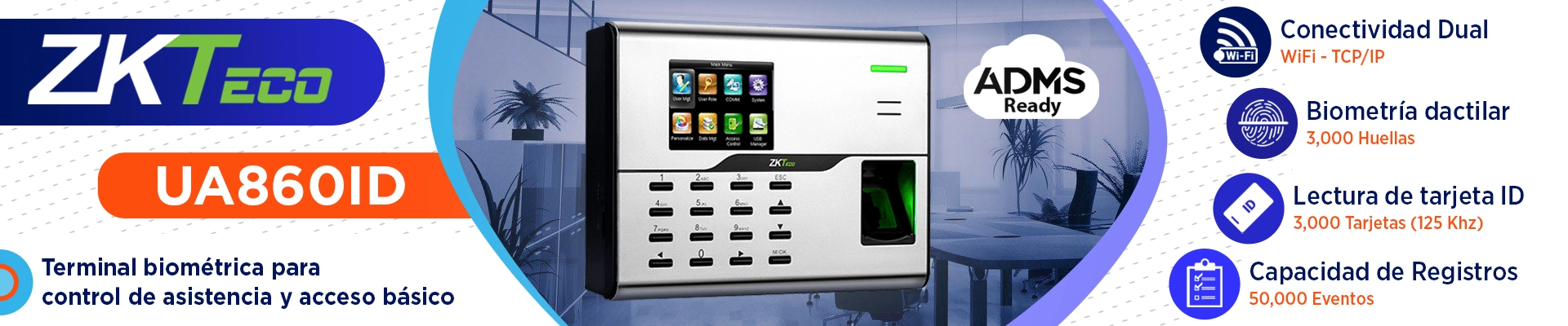 UA860ID Control de Asistencia y Acceso Básico