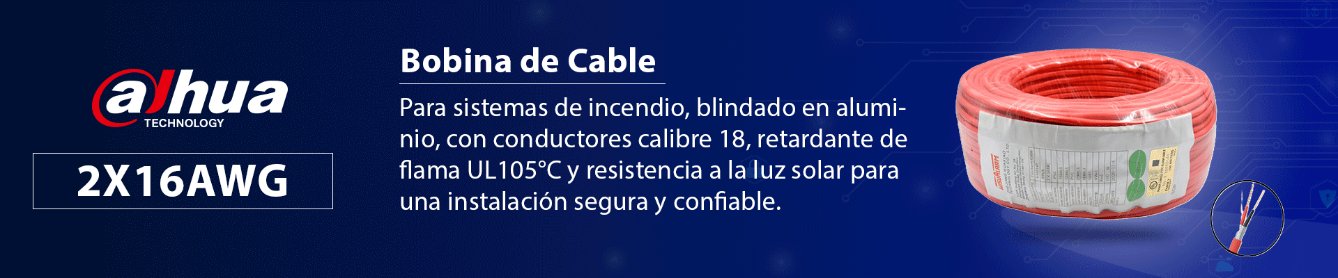 DAHUA 2X16AWG - Bobina de cable para sistemas de incendio/ 2 DAHUA 2X16AWG - Bobina de cable para sistemas de incendio/ 2