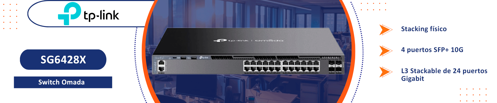 TP-LINK SG6428X - Switch Omada L3 Stackable de 24 puertos Gi