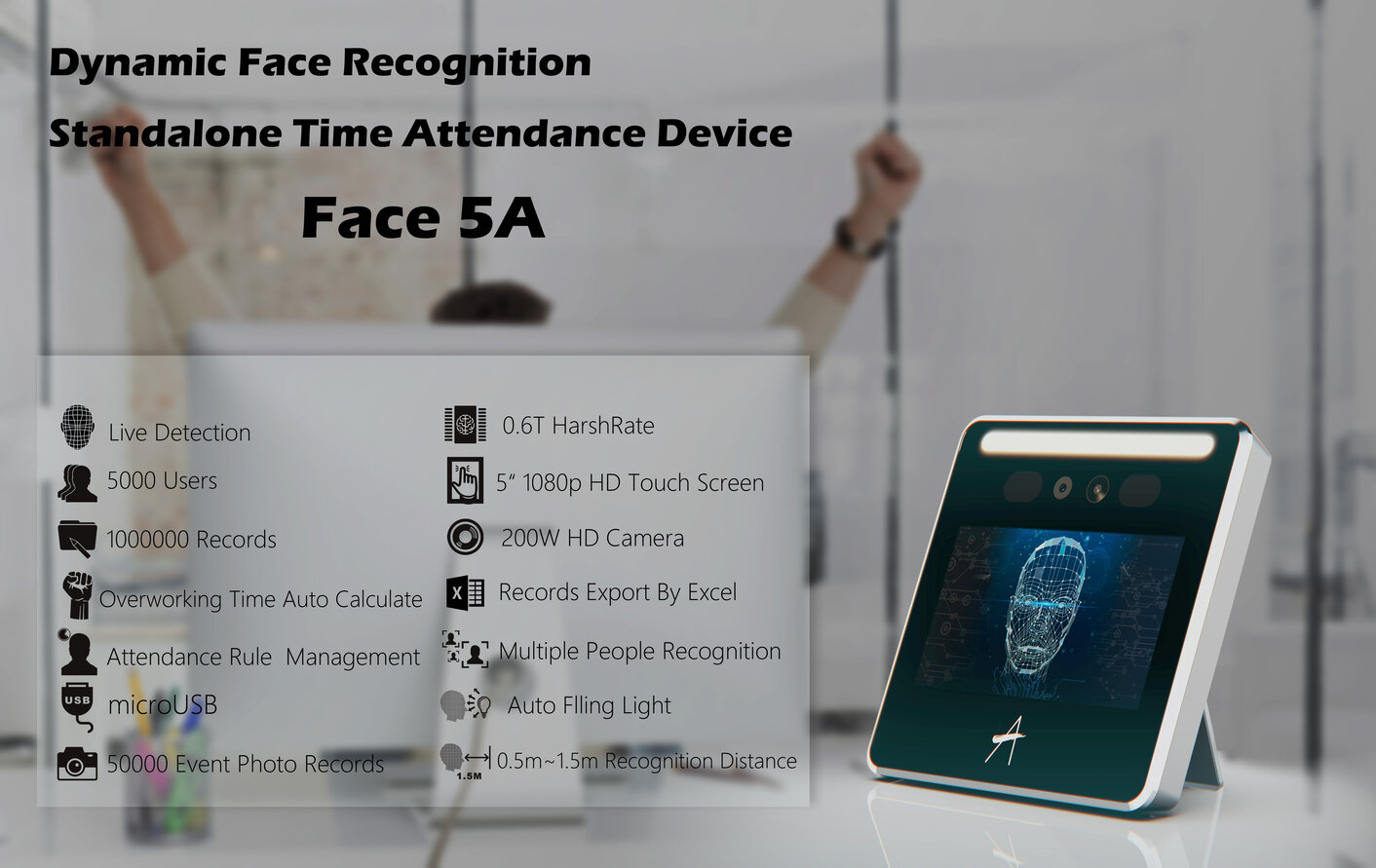 SAXXON FACE 5A - Control de Acceso y Asistencia Facial