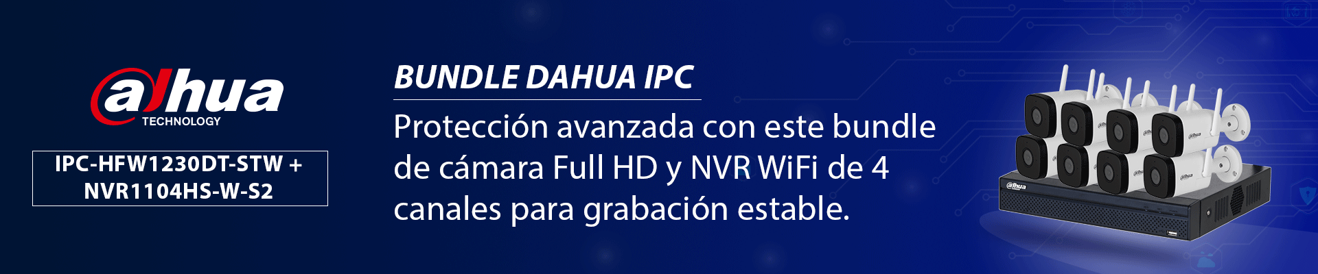 DAHUA BUNDLE DAHUA IPC-HFW1230DT-STW - Cámara IP Bullet Wifi