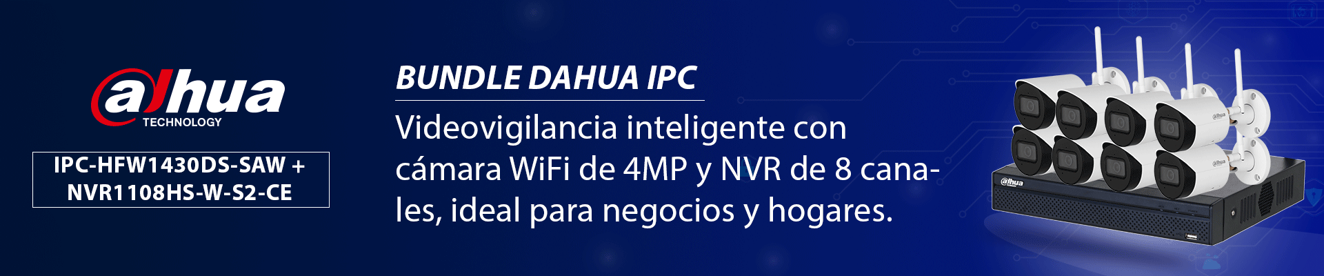 DAHUA BUNDLE IPC-HFW1430DS-SAW - Camara IP Bullet Wifi de 4