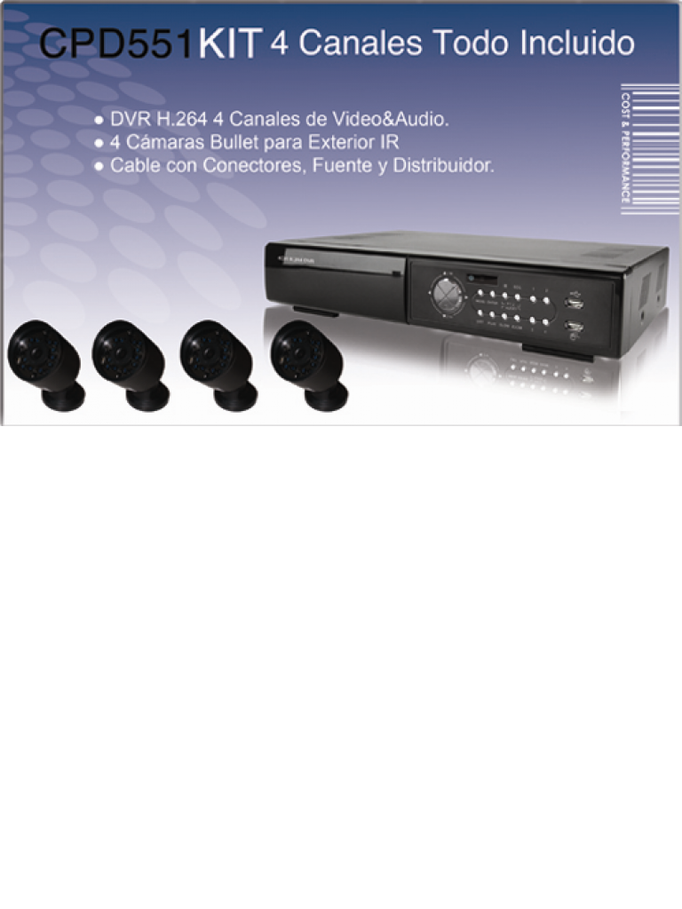 AVTECH CPD551ZKIT- KIT DE 4 CANALES/DVR SALIDA DE VIDEO BNC&VGA/ H.264 ...