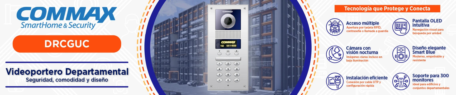 DRCGUC Frente para Videoporteros Departamentales Commax