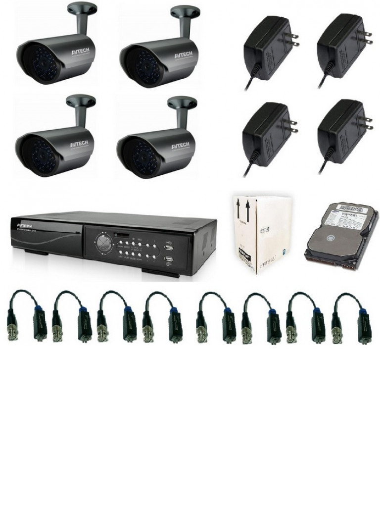 AVTECH AVC792HKIT-KIT DE 4CH/INCLUYE AVC792H/ 4 CAMARAS AVC158/ DISCO ...