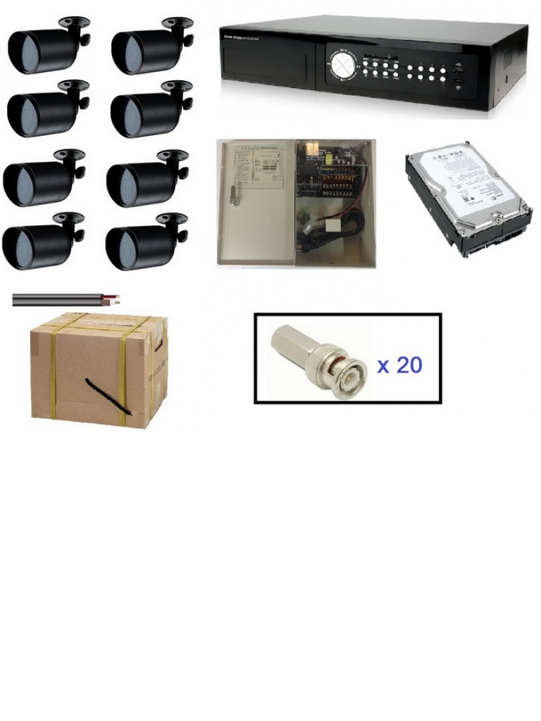 AVTECH MDR757ZPVKIT- KIT DE 8CH/INCLUYE 8 KPC136A/1 BOBINA DE CABLE ...