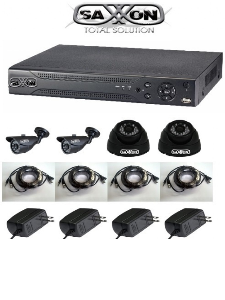 SAXXON PACK028504H - PAQUETE DE 1 DVR 4 CANALES/ 2 CAMARAS DVF3703S/ 2 ...