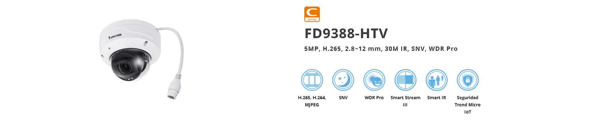 VIVOTEK FD9388-HTV - Cámara IP domo exterior 5 Megapixeles/