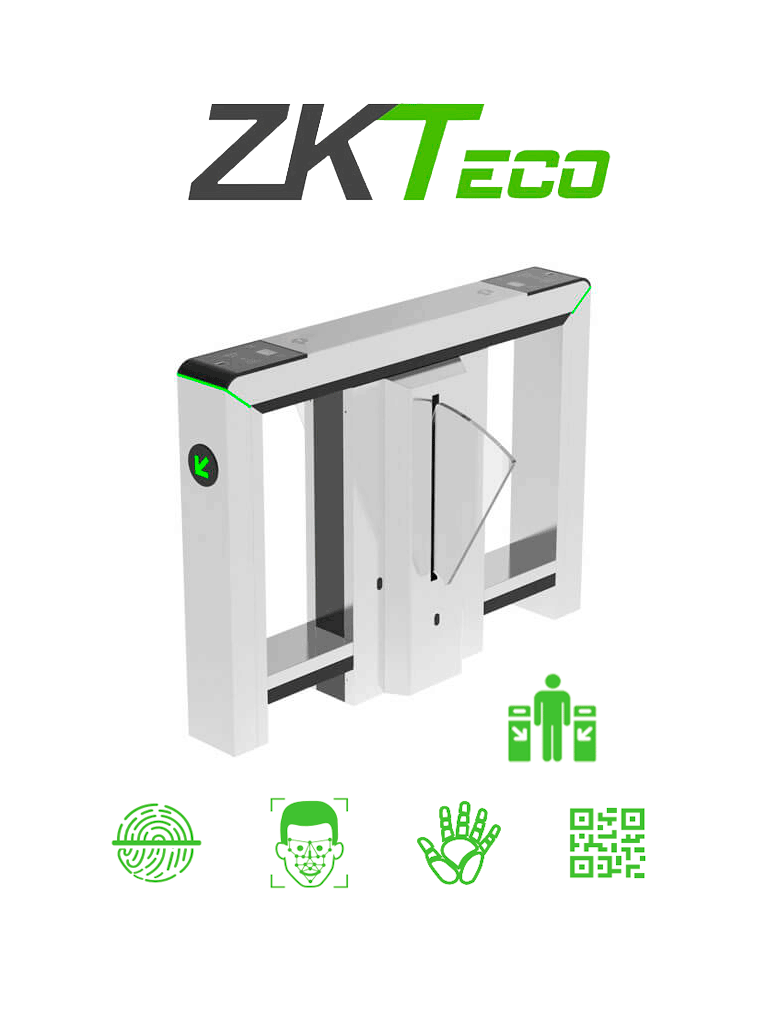 ZKTECO MARS-F1200-Barrera Peatonal Tipo Flap Bidireccional