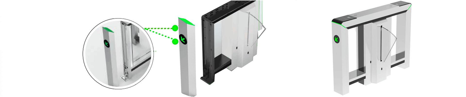 ZKTECO MARS-F1200-Barrera Peatonal Tipo Flap Bidireccional