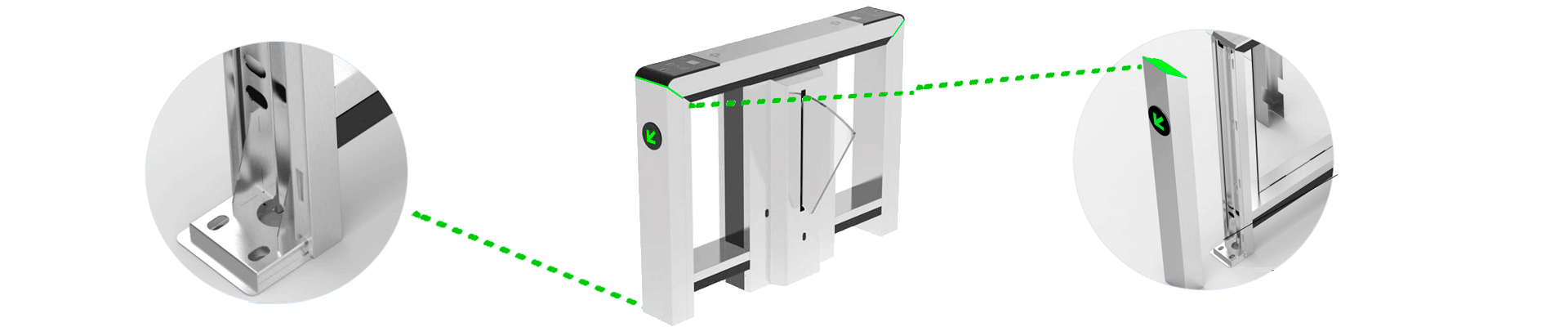 ZKTECO MARS-F1200-Barrera Peatonal Tipo Flap Bidireccional