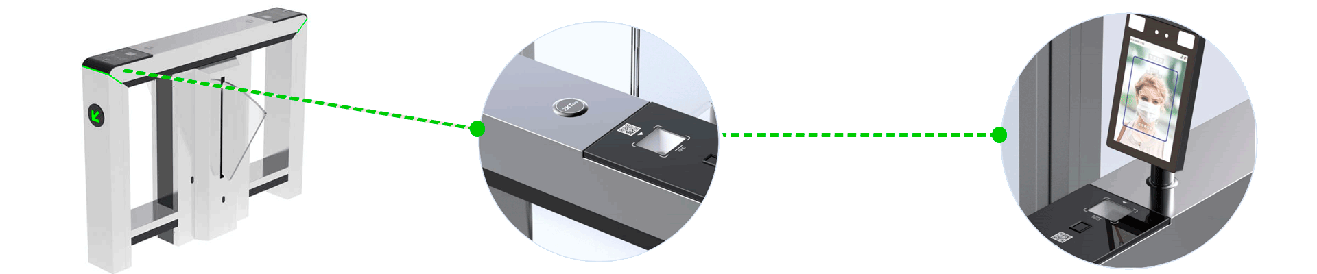 ZKTECO MARS-F1200-Barrera Peatonal Tipo Flap Bidireccional