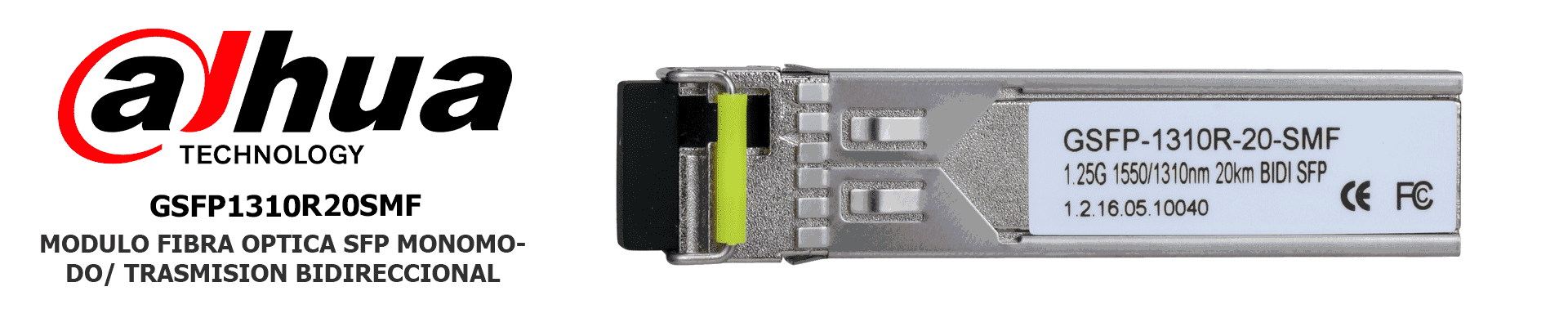 DAHUA GSFP1310R20SMF- MODULO FIBRA OPTICA SFP MONOMODO/ TRAS