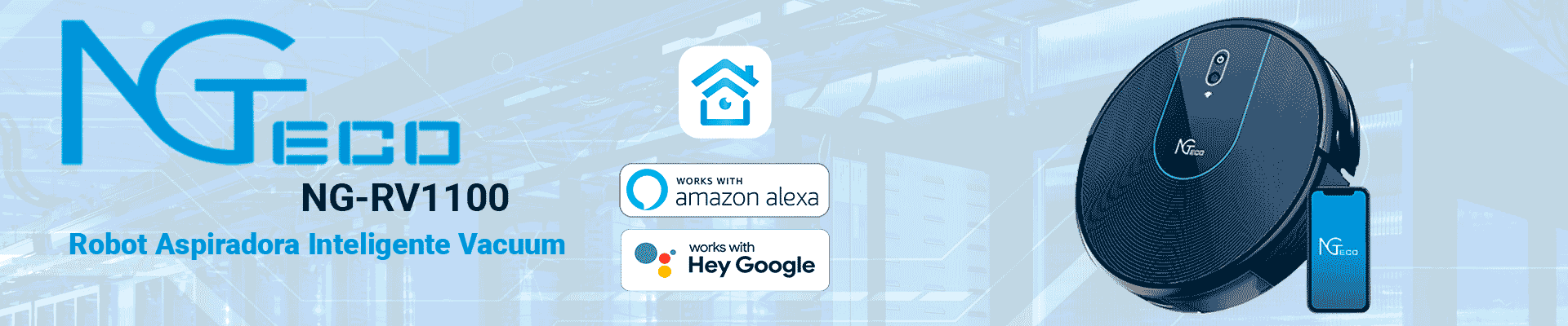 NGTECO NGRV1100 - Robot aspirador WiFi de Succión 2500Pa
