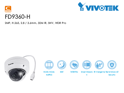 VIVOTEK FD9360H - CAMARA IP DOMO EXTERIOR 2MP/ LENTE FIJO 2.