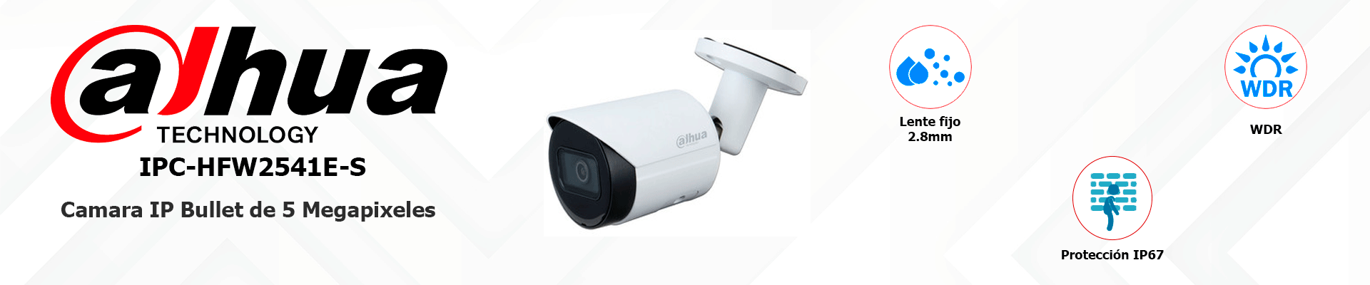 DAHUA DH-IPC-HFW2541E-S - Camara IP Bullet de 5 Megapixeles/